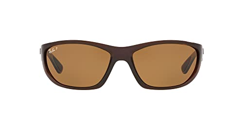 Ray-Ban RB4188 Wrap Sunglasses, Shiny Brown/Brown Polarized, 63 mm