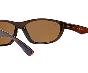 Ray-Ban RB4188 Wrap Sunglasses, Shiny Brown/Brown Polarized, 63 mm