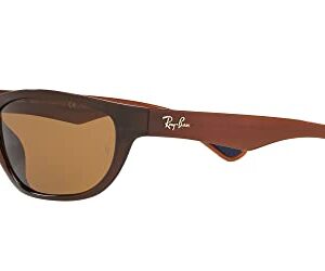 Ray-Ban RB4188 Wrap Sunglasses, Shiny Brown/Brown Polarized, 63 mm