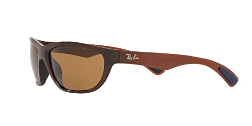 Ray-Ban RB4188 Wrap Sunglasses, Shiny Brown/Brown Polarized, 63 mm