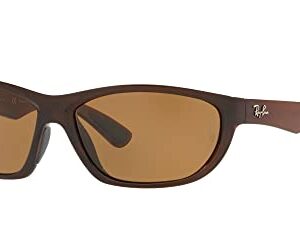 Ray-Ban RB4188 Wrap Sunglasses, Shiny Brown/Brown Polarized, 63 mm