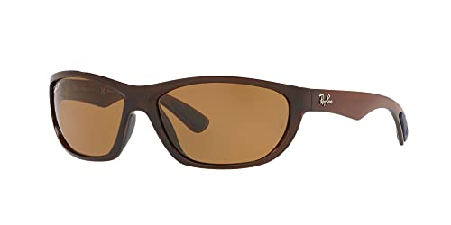 Ray-Ban RB4188 Wrap Sunglasses, Shiny Brown/Brown Polarized, 63 mm