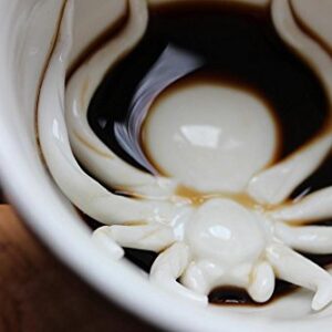 Creature Cups Spider Ceramic Cup (11 Ounce, Black Exterior) - Creepy Cups - Hidden Animal Inside Mug - Birthday, Halloween, Spooky Gift for Coffee & Tea Lovers