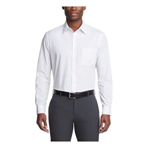 van heusen men's dress shirt regular fit poplin solid, white, 16.5" neck 32"-33" sleeve