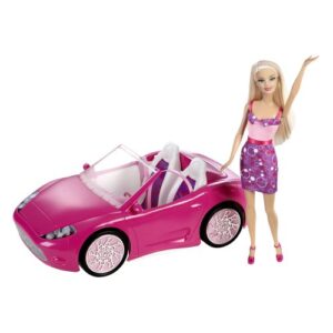 barbie doll and glam convertible