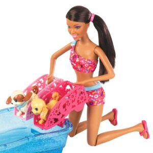 Barbie Swim and Race Pups African-American Doll Playset