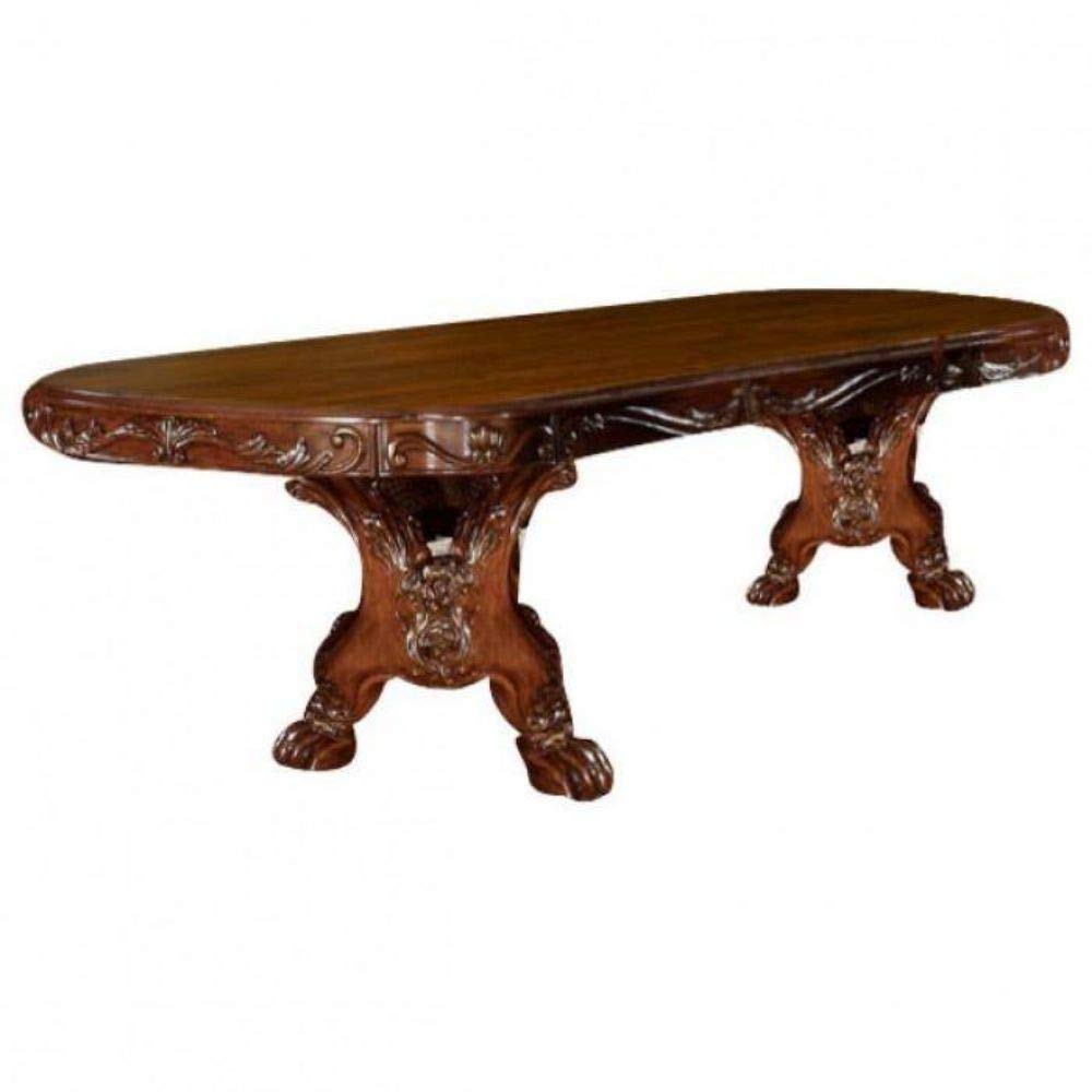 ACME Dresden Cherry Oak Dining Table with Double Pedestals