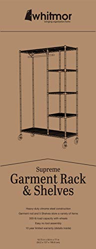 Whitmor Supreme Rolling Garment Rack Chrome