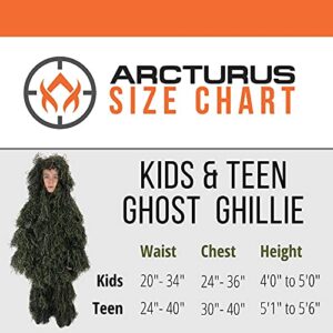 Arcturus Ghost Kids Ghillie Suit - Super-Dense, Double-Stitched Design | Advanced 3D Hunting or Airsoft Gear for Kids