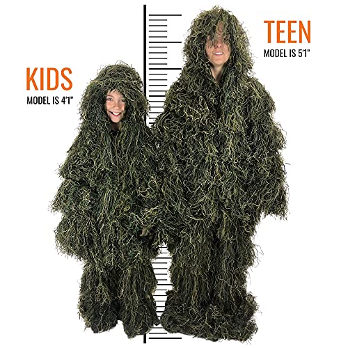 Arcturus Ghost Kids Ghillie Suit - Super-Dense, Double-Stitched Design | Advanced 3D Hunting or Airsoft Gear for Kids