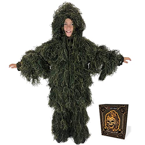 Arcturus Ghost Kids Ghillie Suit - Super-Dense, Double-Stitched Design | Advanced 3D Hunting or Airsoft Gear for Kids