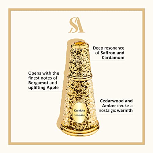 SWISS ARABIAN Kashkha - Luxury Products From Dubai - Long Lasting And Addictive Personal EDP Spray Fragrance - A Seductive, Signature Aroma - The Luxurious Scent Of Arabia - 1.7 Oz