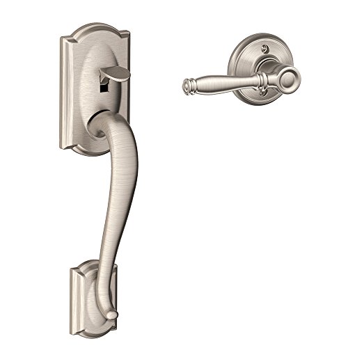 SCHLAGE FE285 CAM 619 BIR Camelot Trim Lower Half Front Entry Handleset with Birmingham Lever, Satin Nickel