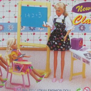 Gloria Dollhouse Furniture for Barbie Dolls - Classroom with Desk, Chairs Chalkboard