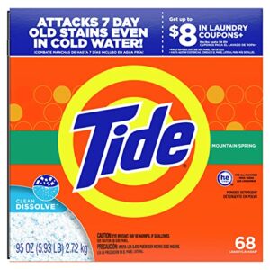 tide powder laundry detergent, mountain spring, 68 loads, 95 oz