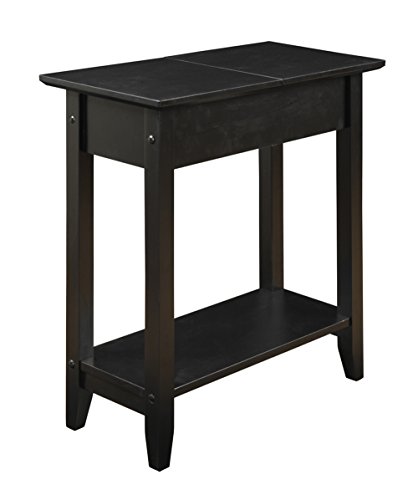 Convenience Concepts American Heritage Flip Top End Table with Shelf, Black