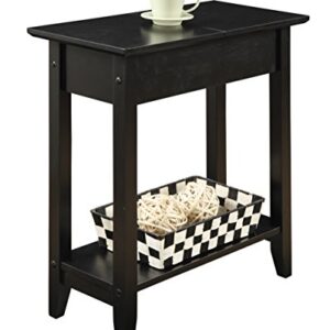 Convenience Concepts American Heritage Flip Top End Table with Shelf, Black