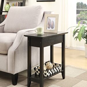 Convenience Concepts American Heritage Flip Top End Table with Shelf, Black