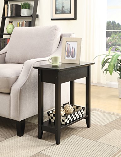 Convenience Concepts American Heritage Flip Top End Table with Shelf, Black