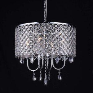 Whse of Tiffany RL5633 Deluxe Crystal Chandelier, 9" x 17" x 17", Silver