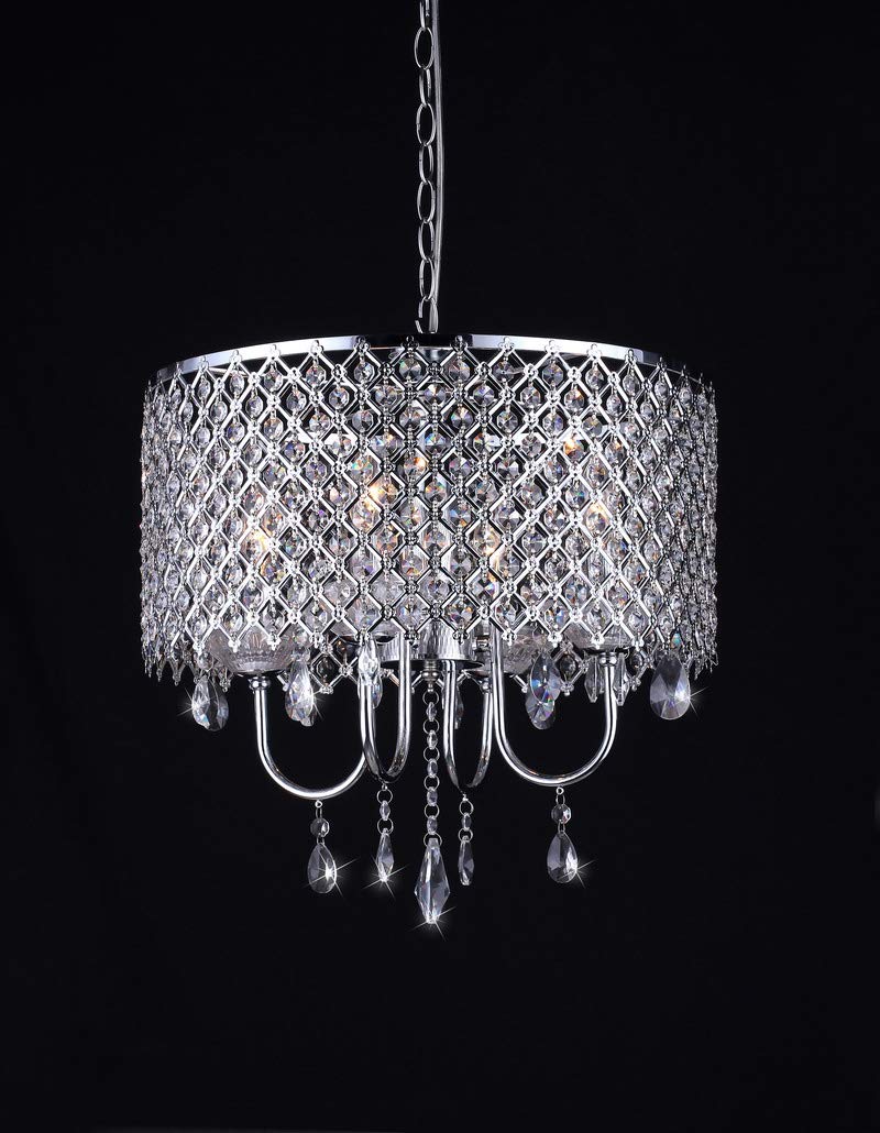 Whse of Tiffany RL5633 Deluxe Crystal Chandelier, 9" x 17" x 17", Silver