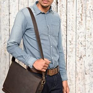 LEABAGS Leather Messenger Bag for Men Women - Briefcase genuine buffalo leather Oxford - Laptop Bag Crossbody Work College Muscat