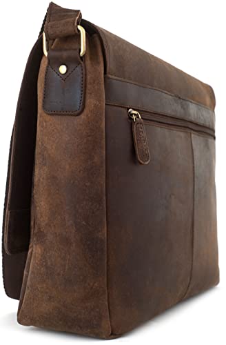 LEABAGS Leather Messenger Bag for Men Women - Briefcase genuine buffalo leather Oxford - Laptop Bag Crossbody Work College Muscat