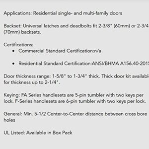 SCHLAGE LOCK FE285 CEN 619 LAT Century Front Entry Handle Latitude Interior Lever (Satin Nickel),11.9 x 2.5 x 2.25