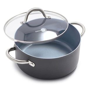 greenpan lima hard anodized healthy ceramic nonstick 5qt stock pot with lid, pfas-free, oven safe, gray