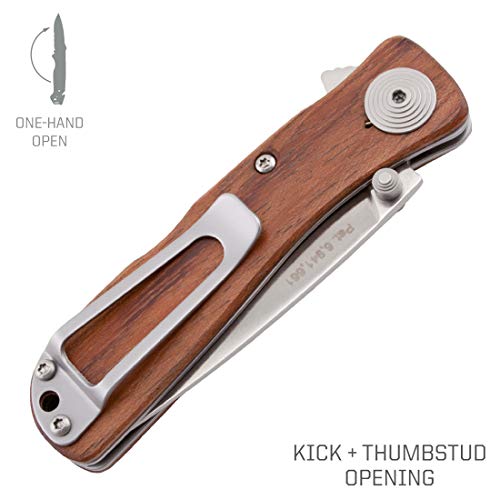 SOG Twitch ll Drop Point Pocket Knife - SOG Assisted Technology EDC Knife with 2.65 Inch Stainless Steel Blade and Wood Handle- Satin (TWI17-CP)