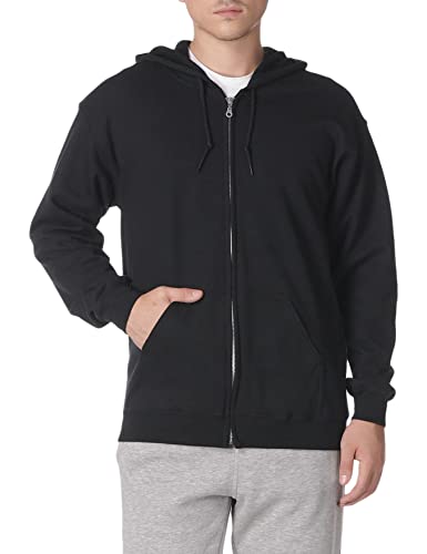 Gildan Heavy Blend Unisex Adult Full Zip Hooded Sweatshirt Top (L) (Black)