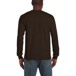 Gildan Mens Plain Crew Neck Ultra Cotton Long Sleeve T-Shirt (L) (Dark Chocolate)