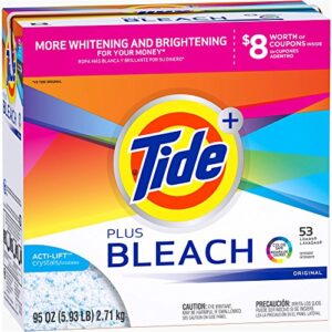 tide ultra plus bleach original scent powder laundry detergent, 53 loads, 95 oz