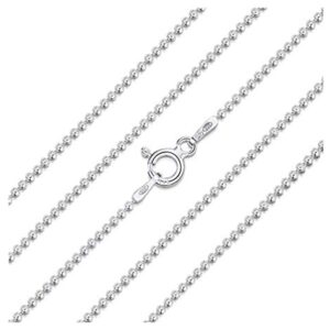 Adabele 1pc Authentic 925 Sterling Silver 1.0mm Dainty Cute Ball Link Chain Necklace 16 Inch for Men Women Made In Italy Hypoallergenic Nickel Free SS130-16