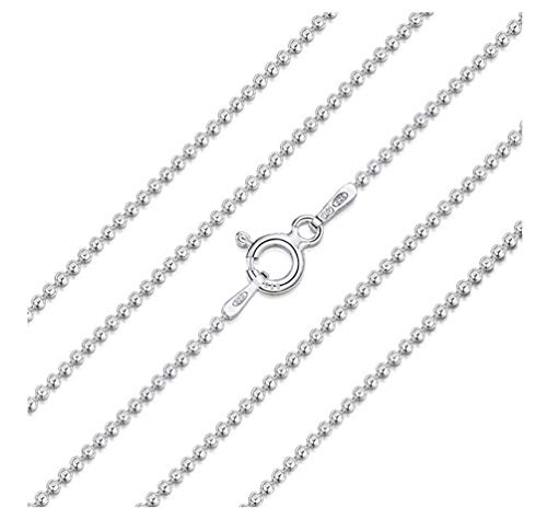 Adabele 1pc Authentic 925 Sterling Silver 1.0mm Dainty Cute Ball Link Chain Necklace 16 Inch for Men Women Made In Italy Hypoallergenic Nickel Free SS130-16