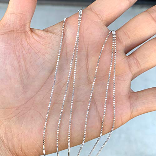 Adabele 1pc Authentic 925 Sterling Silver 1.0mm Dainty Cute Ball Link Chain Necklace 16 Inch for Men Women Made In Italy Hypoallergenic Nickel Free SS130-16