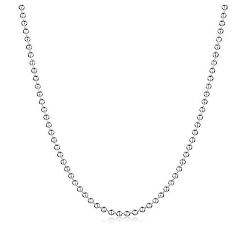 Adabele 1pc Authentic 925 Sterling Silver 1.0mm Dainty Cute Ball Link Chain Necklace 16 Inch for Men Women Made In Italy Hypoallergenic Nickel Free SS130-16