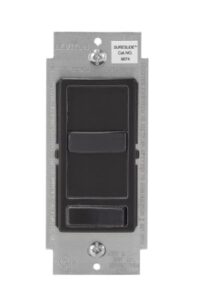 leviton sureslide dimmer switch for dimmable led, halogen and incandescent bulbs, 6674-p0e, black