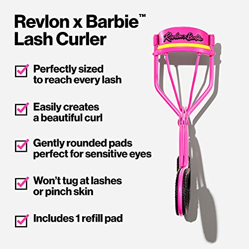 Revlon x Barbie Eyelash Curler with Gently Rounded Pad, For All Eye Shapes, Longlasting Lash Curls