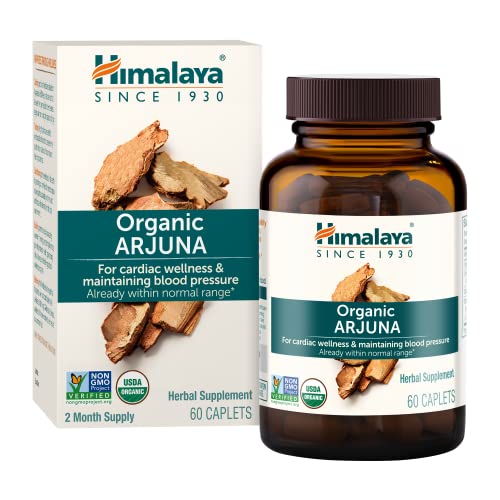 Himalaya Organic Arjuna, Blood Pressure Supplement for Cardiovascular Wellness and Heart Health, 700mg, 60 Caplets, 2 Month Supply