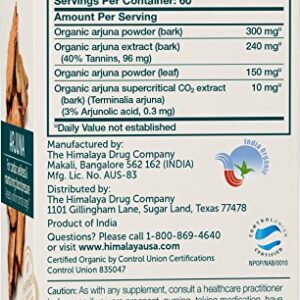 Himalaya Organic Arjuna, Blood Pressure Supplement for Cardiovascular Wellness and Heart Health, 700mg, 60 Caplets, 2 Month Supply