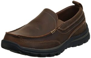 skechers usa men's relaxed fit memory foam superior gains slip-on,15 m us,dark brown