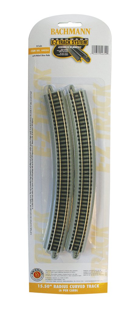 Bachmann Industries 15.50" Radius Curved Track (6/Card) Snap Fit E-Z Track, N Scale