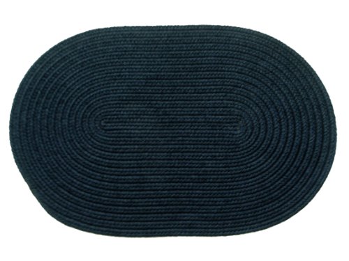 Solid polypropylene Oval Braided Rug, 4 by 6-feet, Navy