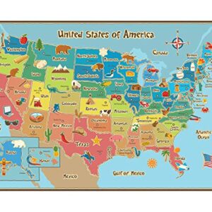 Wall Pops WPE0623 Kids USA Dry Erase Map Decal, Multicolor