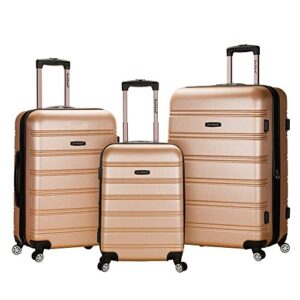 rockland melbourne hardside expandable spinner wheel luggage, champagne, 3-piece set (20/24/28)