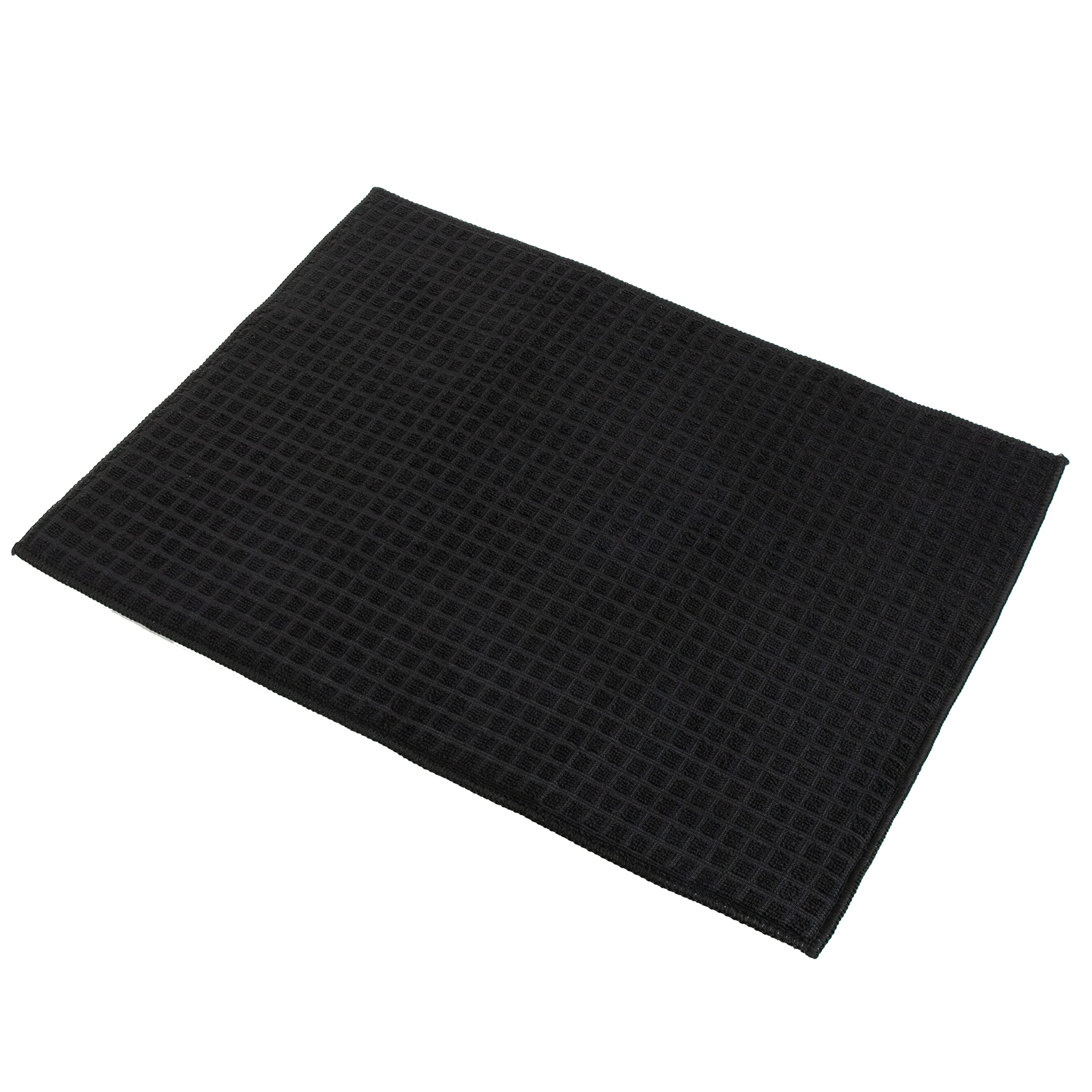 Kitchen Details Microfiber Drying Mat| Dimensions: 15" x 20" | Highly Absorbent | Black | Easy Clean up | Kitchen Organization | Safe on Surfaces