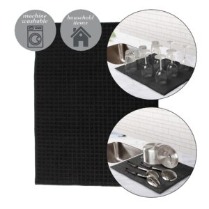 Kitchen Details Microfiber Drying Mat| Dimensions: 15" x 20" | Highly Absorbent | Black | Easy Clean up | Kitchen Organization | Safe on Surfaces