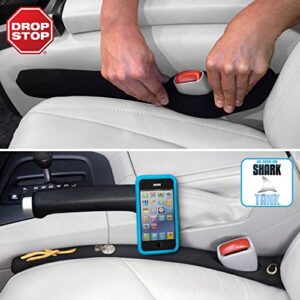 drop stop - the original patented car seat gap filler (as seen on shark tank) - set of 2 and slide free pad and light