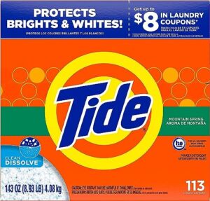 tide powder laundry detergent, mountain spring, 143 oz (packaging may vary)